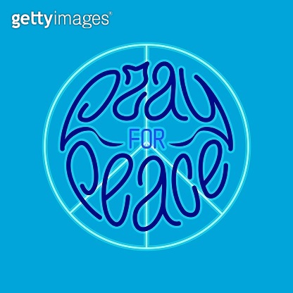 Pray for peace. Hand drawn lettering with peace symbol or pacific in ...