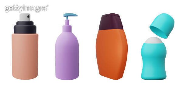 3d cosmetics products illustrations collection on white background ...