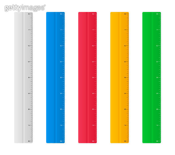 Set of colorful rulers with cm scale. School measuring ruler 20 ...