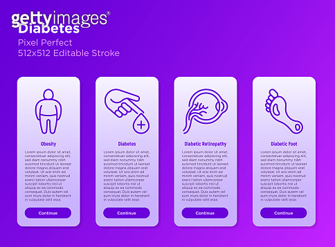 Diabetes thin line icons set: blood test, diabetic foot, diabetic ...