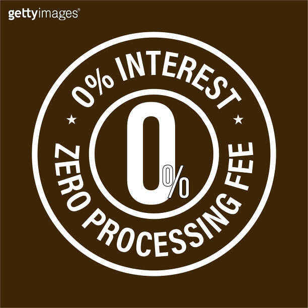 zero interest, zero processing fee vector stamp 이미지 (1371729024) - 게티이미지뱅크