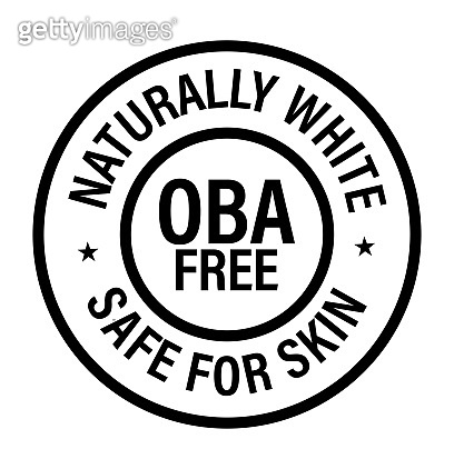 'naturally white, safe for skin, oba free' vector icon, black in color ...