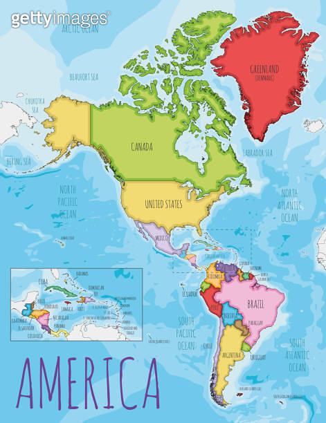 Political America Map vector illustration with different colors for ...