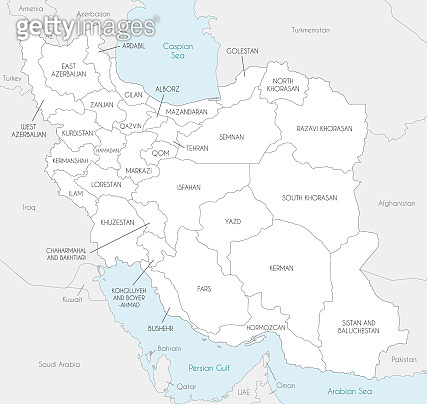 Vector map of Iran with provinces and administrative divisions, and ...