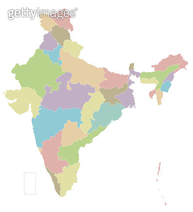 Vector blank map of India with states and territories and ...