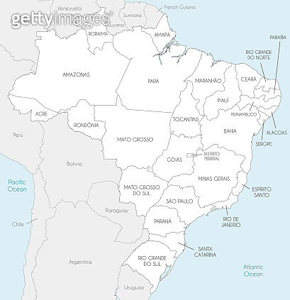 Vector map of Brazil with states and administrative divisions, and ...