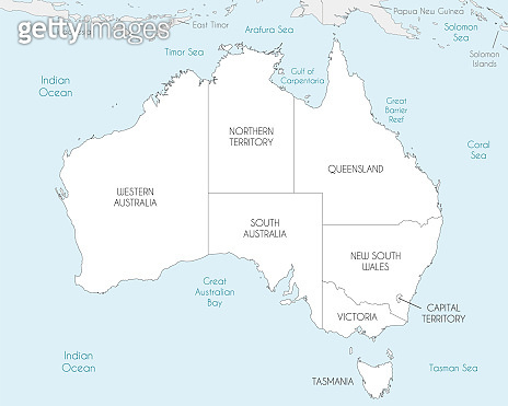 Vector map of Australia with regions and administrative divisions, and ...