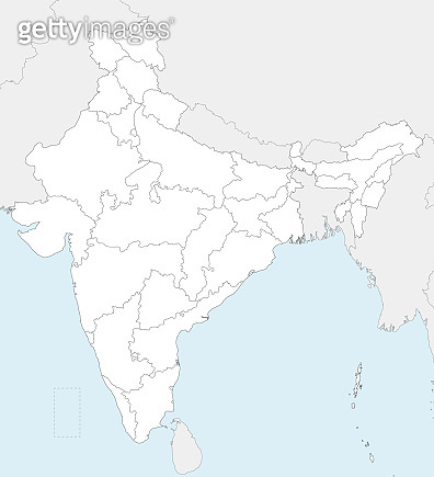 Vector blank map of India with states and territories and ...