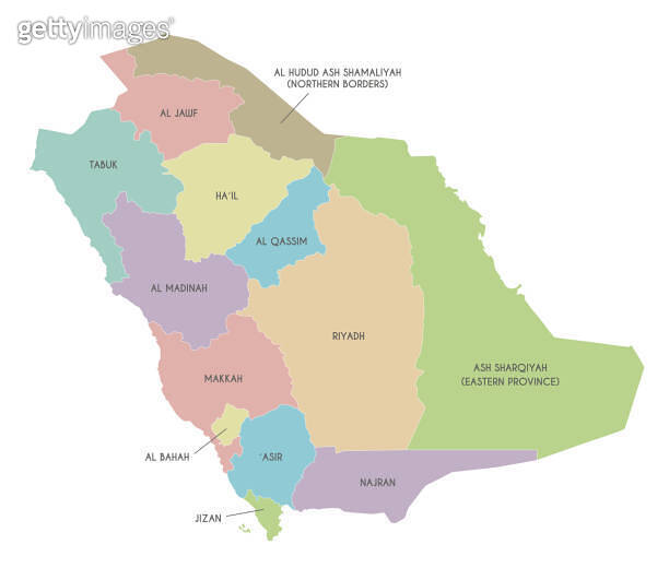 Vector map of Saudi Arabia with provinces and administrative divisions ...