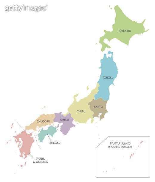 Vector map of Japan with regions and administrative divisions. Editable ...
