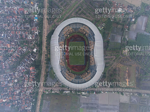 Aerial view of the Beautiful scenery Gelora Bandung Lautan Api (GBLA ...