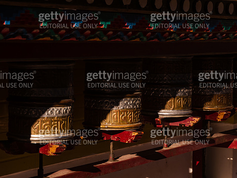Tibetan bells at Diskit Monastery, oldest and largest Buddhist ...