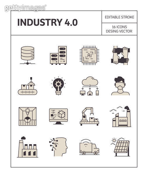 Industry 4.0 Icon Set Simple Appearance And Colorful Design. 이미지 ...