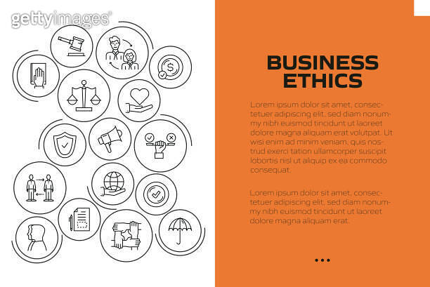 Business Ethics Related Pattern and Line Icons. Workflow Layout with ...