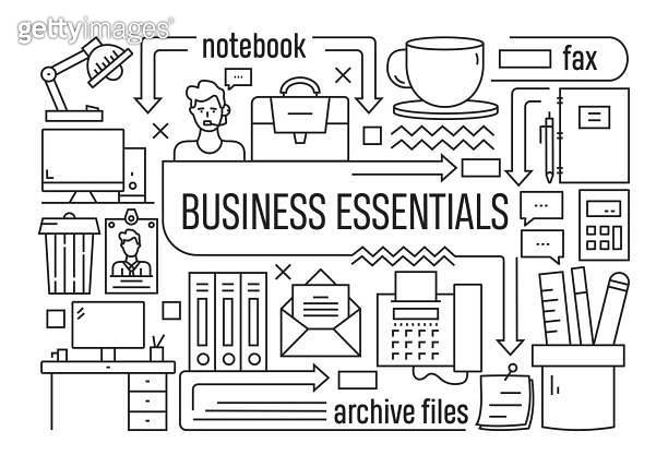 Business Essentials Line Icon Set and Banner Design. 이미지 (1398372784 ...