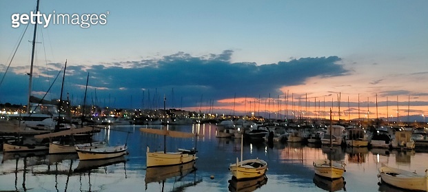 Poetic scene at dusk in the port of La Clota in L'escala-Costa Brava ...