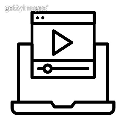 computer video icon from computer collection. Thin linear computer ...