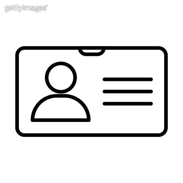 id card icon. Thin linear id card outline icon isolated on white ...