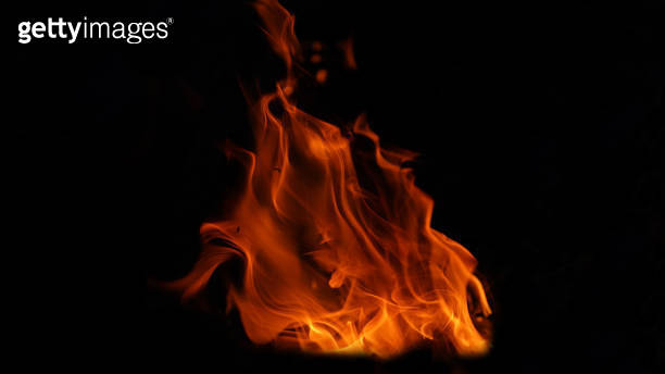 Stack of thermal energy close-up, red and yellow, heat energy igniting ...