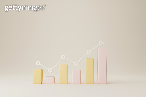 Growthing yellow graph bar on background. Business development to ...