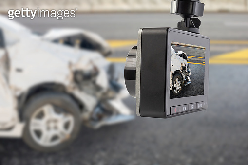 Car CCTV camera video recorder with car crash accident on the road 이미지 ...