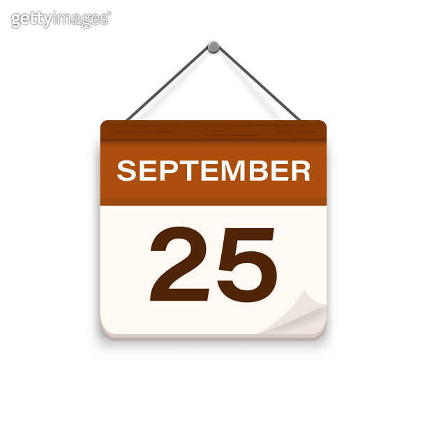 September 25, Calendar icon with shadow. Day, month. Meeting ...