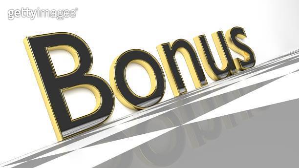 Bonus word in golden glossy letters 이미지 (1448377586) - 게티이미지뱅크