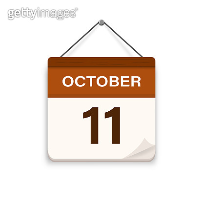 October 11, Calendar icon with shadow. Day, month. Meeting appointment ...