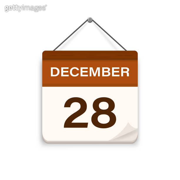 December 28, Calendar icon with shadow. Day, month. Meeting appointment ...