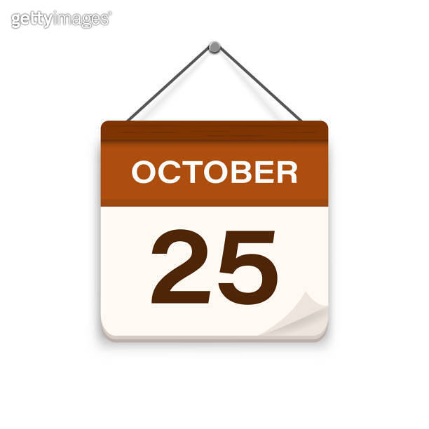 October 25, Calendar icon with shadow. Day, month. Meeting appointment ...