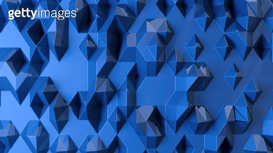 3D illustration, abstract blue polygon crystal background, Futuristic ...