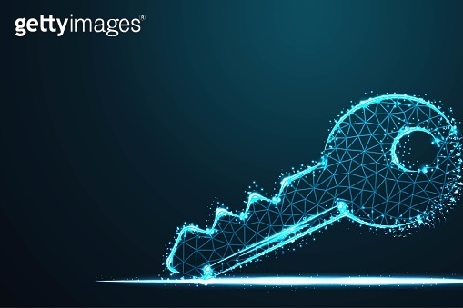 concept of cyber security or private key, Abstract 3d polygonal ...