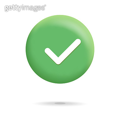 Vector 3d realistic check mark green icon. Assignment tasks symbol ...