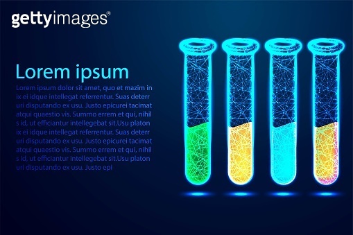 Test tubes isolated from low poly wireframe. Science and analytic ...