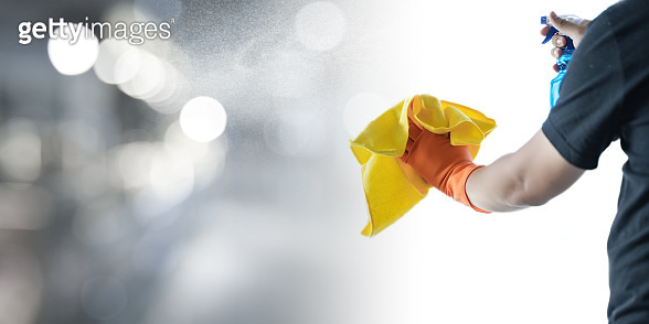 The cleaning service surface sanitizing against COVID-19 outbreak Close ...