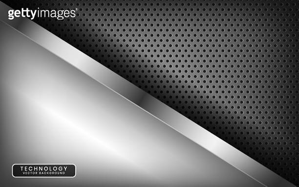 3D silver techno abstract background overlap layer on dark space with ...