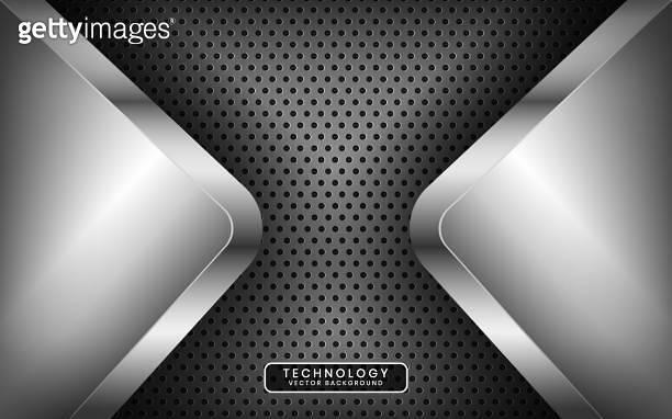 3D silver techno abstract background overlap layer on dark space with ...