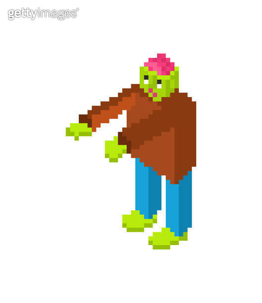 Zombie pixel art. 8 bit Dead man monster. pixelated zombi Vector ...