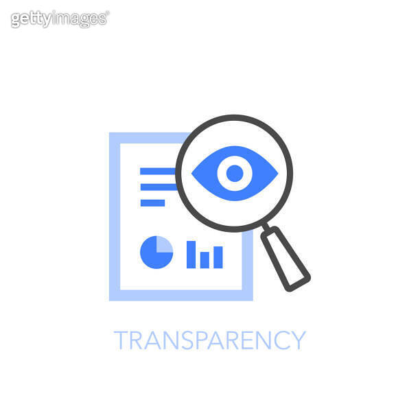 Simple visualised transparency symbol with a document and a magnifying ...