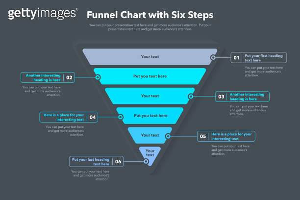 Funnel chart template with six steps - dark version 이미지 (1412176214 ...