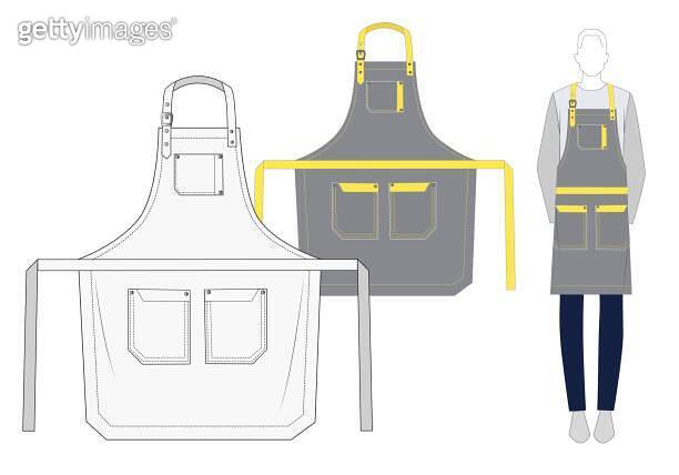 Uniforms Design Apron fashion flat template. Men's Apron flat pattern ...