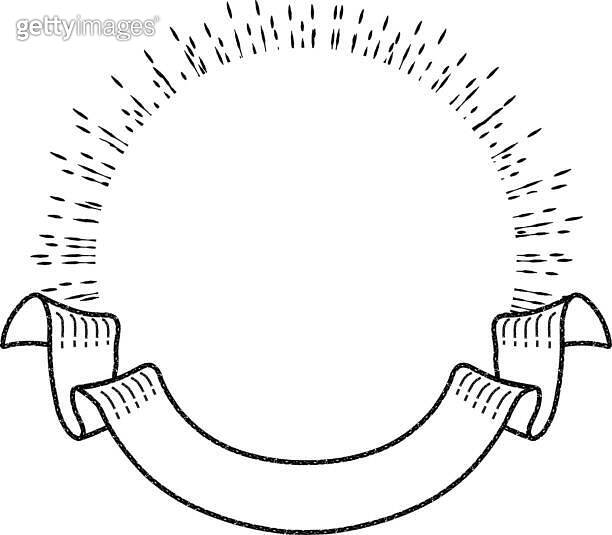 Simple heading frame with hand-painted concentrated lines and ribbon ...