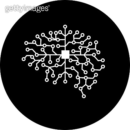 Modern brain link connected point logo vector. Digital human brain ...