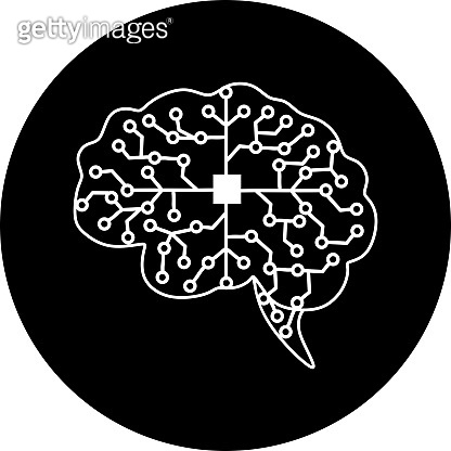 Modern brain link connected point logo vector. Digital human brain ...
