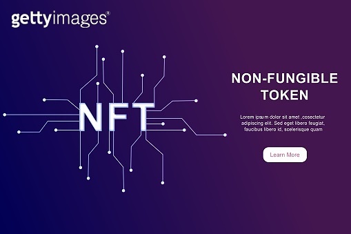 NFT non fungible token infographic with lines and dots network. Pay for ...