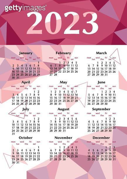 2023 calendar. Geometric low poly design. Calendar 2023 in English ...