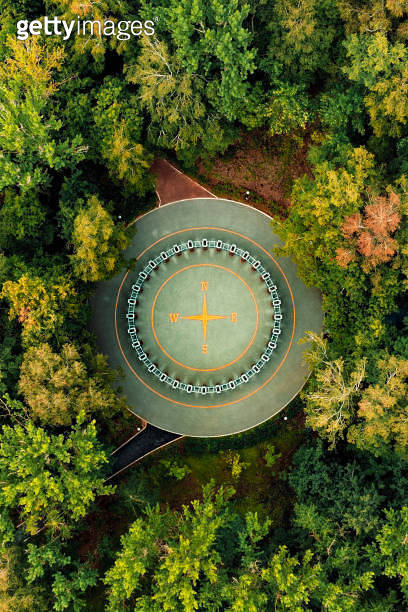 Drone view Rose of Wind compass directions in park 이미지 (1414951071 ...