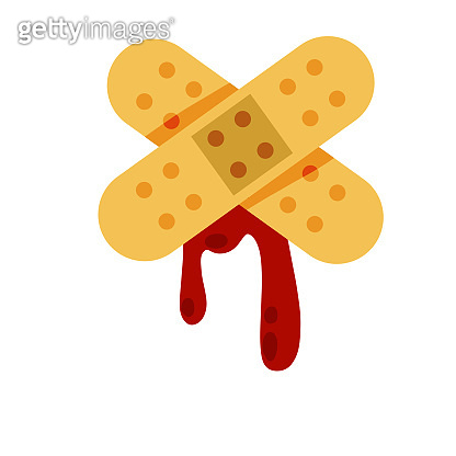 Bandage. Treatment of injury. Medical band aid. Cut with blood ...