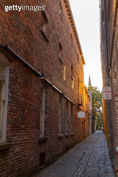 Architectural details of a corridor at the French Quarter in Downtown ...