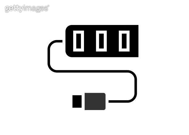 USB port hub. Simple illustration in black and white. (1388861062) 일러스트 ...